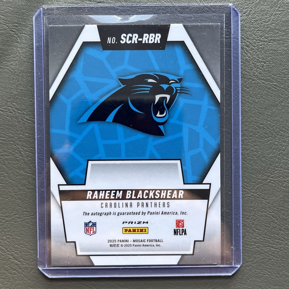 Raheem Blackshear Silver Script Auto 2025 Panini Mosaic Carolina ...