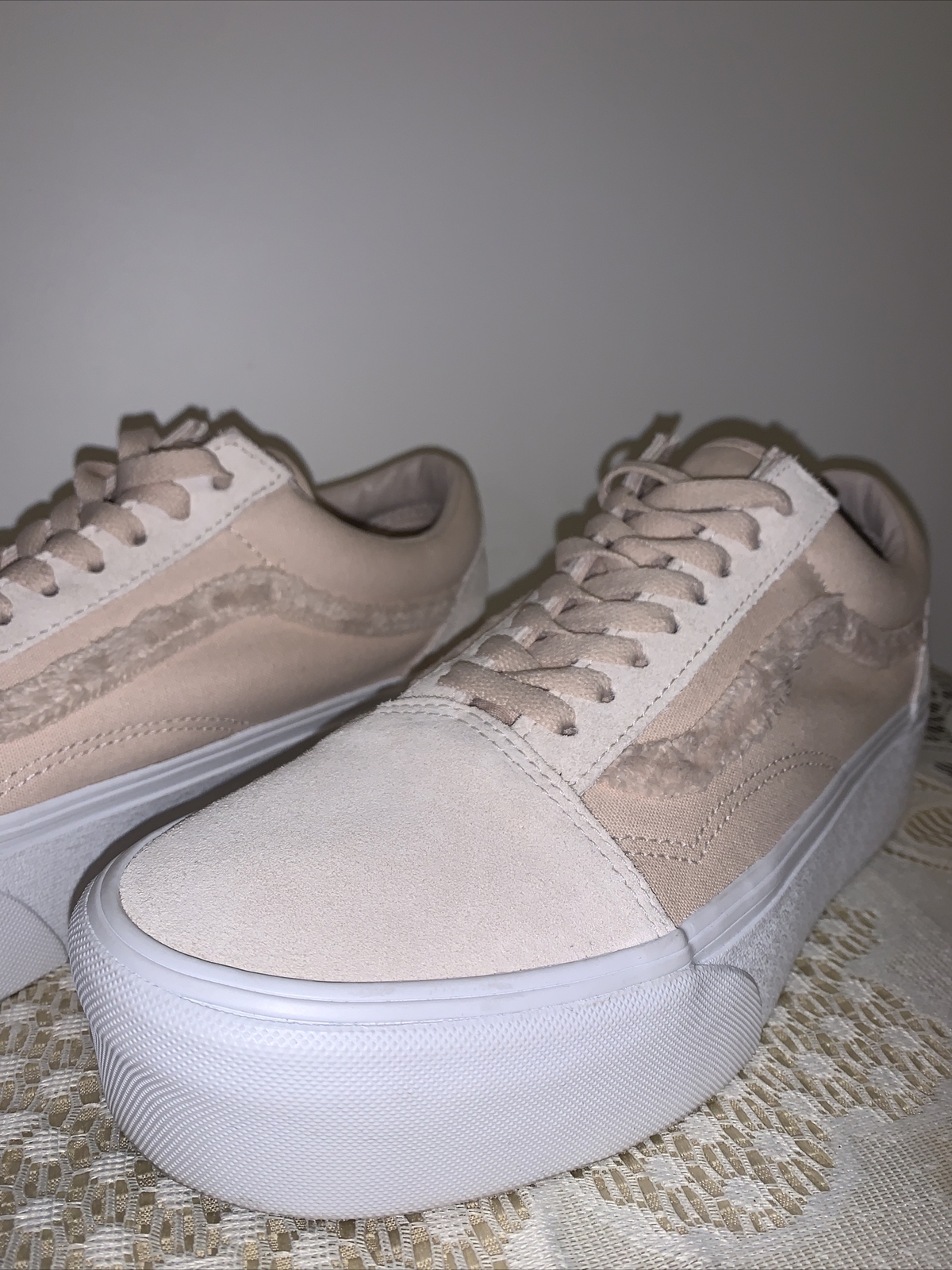 VANS Old Skool Stacked Platform Shoes Pink Suede & Ca… - Gem