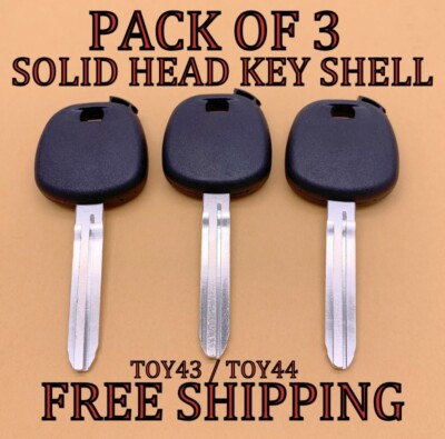 X3 SOLID HEAD TRANSPONDER KEY SHELL CASE BLANK W/ CHIP SLOT FOR TOY43 ...