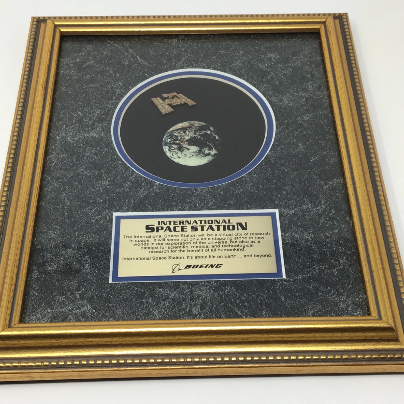 vintage NASA Int. Space Station framed commemorative plaque by Boeing ...