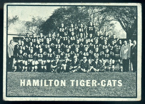 1961 TOPPS CFL FOOTBALL #58 HAMILTON TIGER CATS TEAM CARD VG CONDITION ...