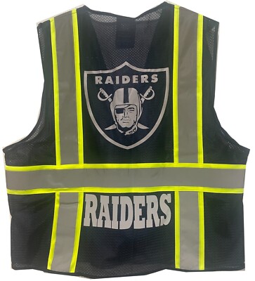 🏈🦺LAS VEGAS RAIDERS WORK SAFETY VEST PPE W/SILVER REFLECTIVE LOGO M/L ...