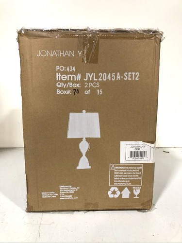 Jonathan Y Aubrey 24 in. Clear Crystal Table Lamp with White Shade Set ...