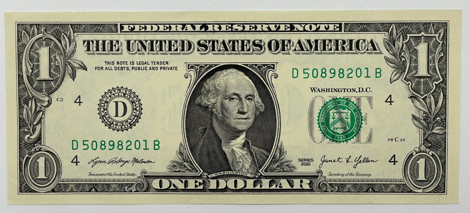 NEW Uncirculated ONE Dollar Bills Series 2021 $1 Sequential Bank Notes ...