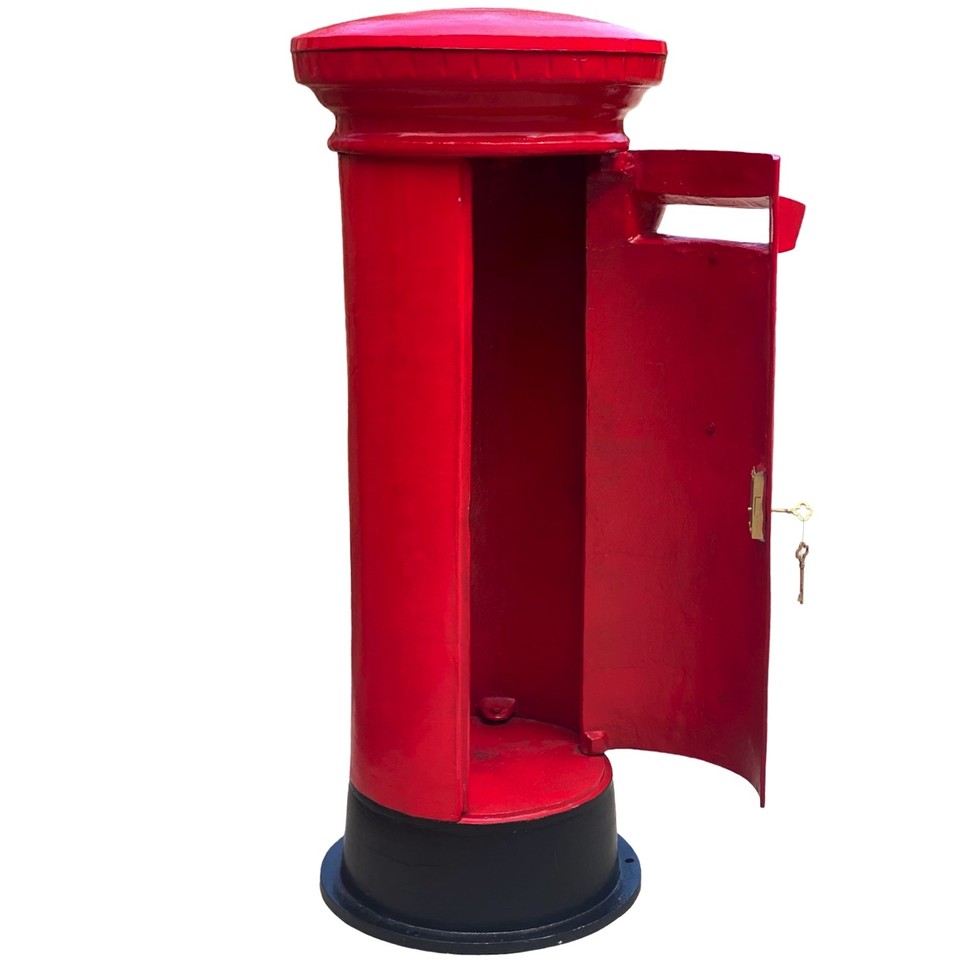 Red Pillar Post Box Round Cast Aluminum CR III English Mailbox Replica ...