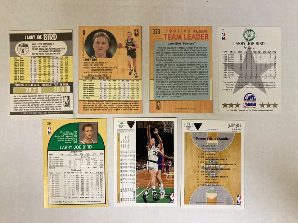 LARRY BIRD BASKETBALL CARD LOT OF 7 DIFFERENT CARDS | eBay