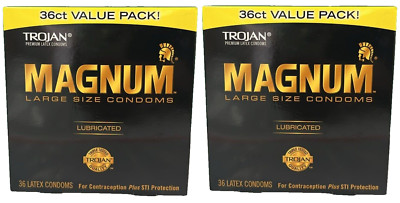 2x Trojan Magnum Large size Lubricated Latex Condoms - 72 Total Exp ...