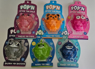 New POP'N STICK'EM PALS Fun Fidget Popper Toy Animal Figure PICK ONE | eBay