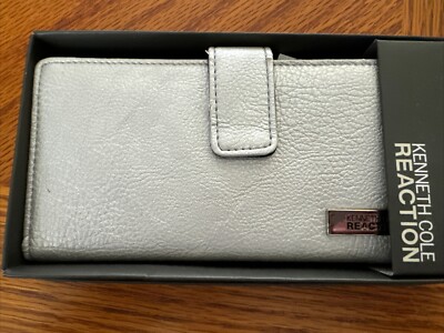 Kenneth Cole Reaction Checkbook Cover/wallet In Silver New With Tags ...