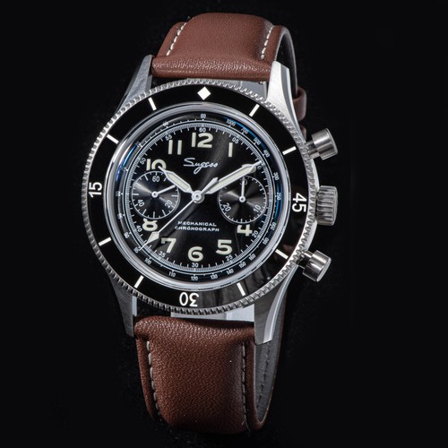 Sugess Chrono Heritage SWAN NECK Chrono Aviator Watch SEAGULL 1963 S423 ...