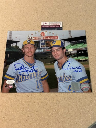 Robin Yount / Paul Molitor dual signed 8x10 w / HOF inscriptions * JSA ...