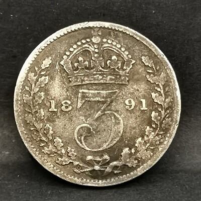 3 PENCE 1891 ARGENT 925‰ VICTORIA 2nd portrait ROYAUME UNI / UNITED ...