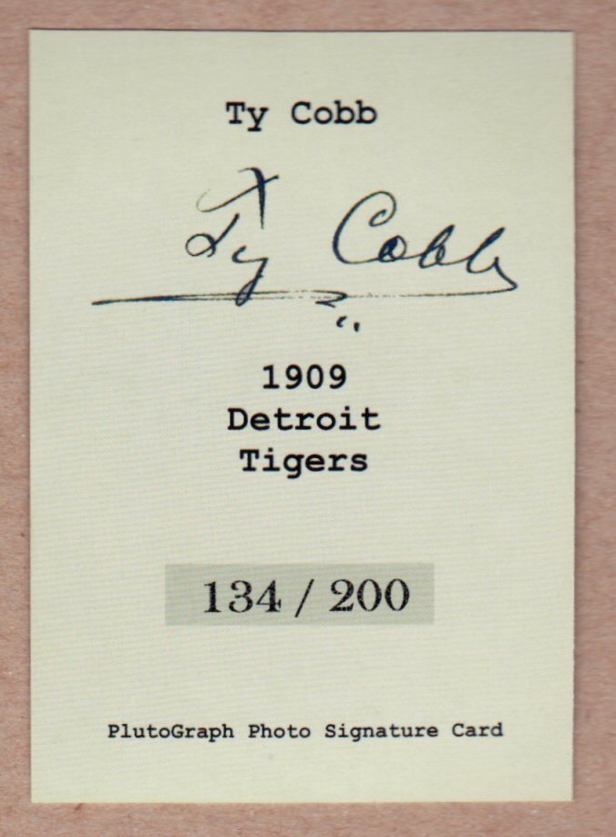 TY COBB DETROIT TIGERS SIGNATURE PHOTO CARD PLUTOGRAPH SERIAL #/200 ...