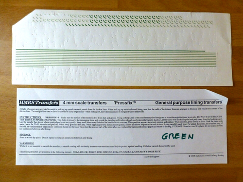 Pressfix transfers 4mm, green general purpose lining , HMRS Sheet ...