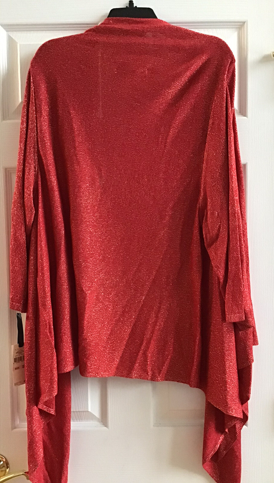Emaline Cardigan Sidetail Open Front Sweater Red & Gold Shimmer Sz 2X ...