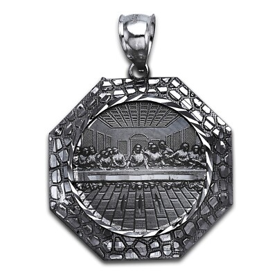 Large 925 Black Sterling Silver Last Supper Pendant, Religious Jewelry ...