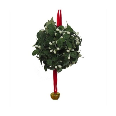 Kurt Adler Plastic Mistletoe Ball with Red Ribbon & Jingle Bell ...
