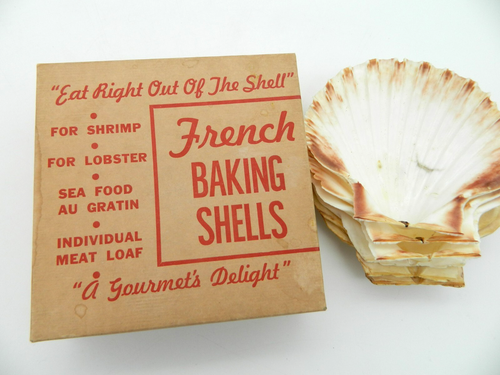 NATURAL & VINTAGE! BOXED Set of 6 Scallop French Baking Shells | eBay