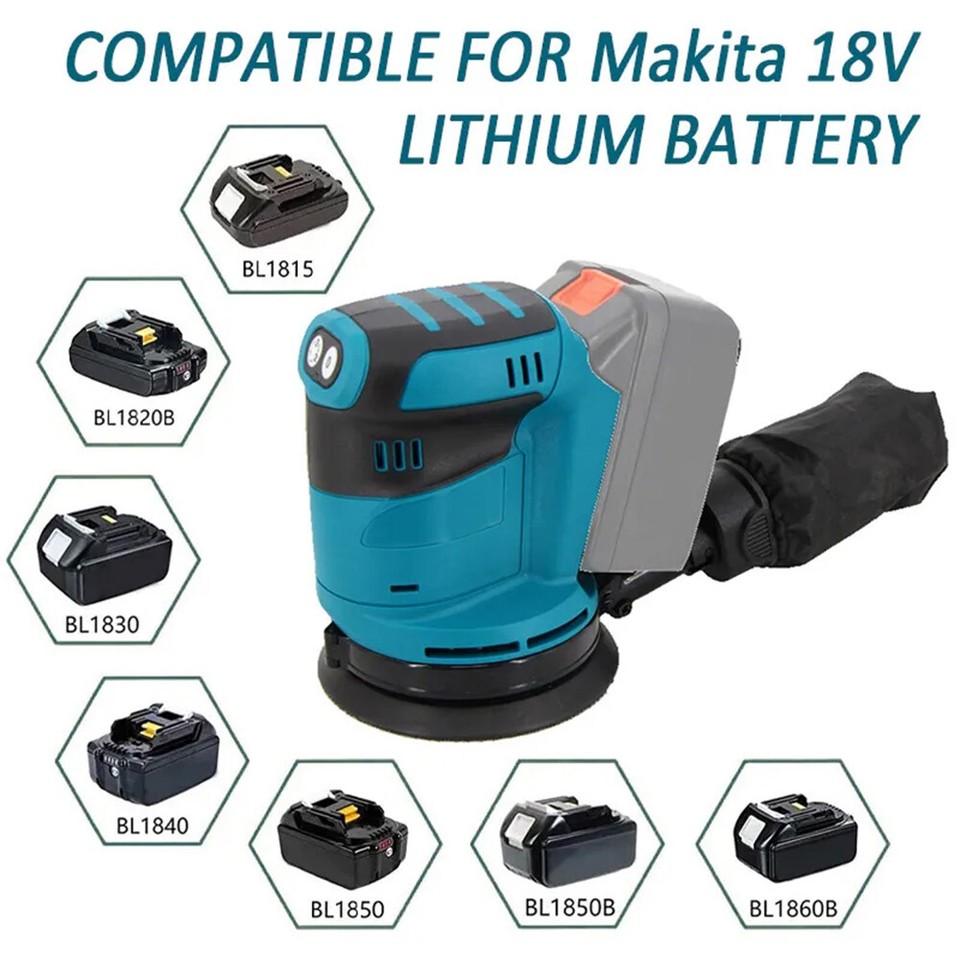 For Makita Cordless Random Orbital Sander 18V Li-ion 5" Dust Bag Discs ...
