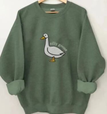Silly Goose Sweatshirt Military Green | eBay UK
