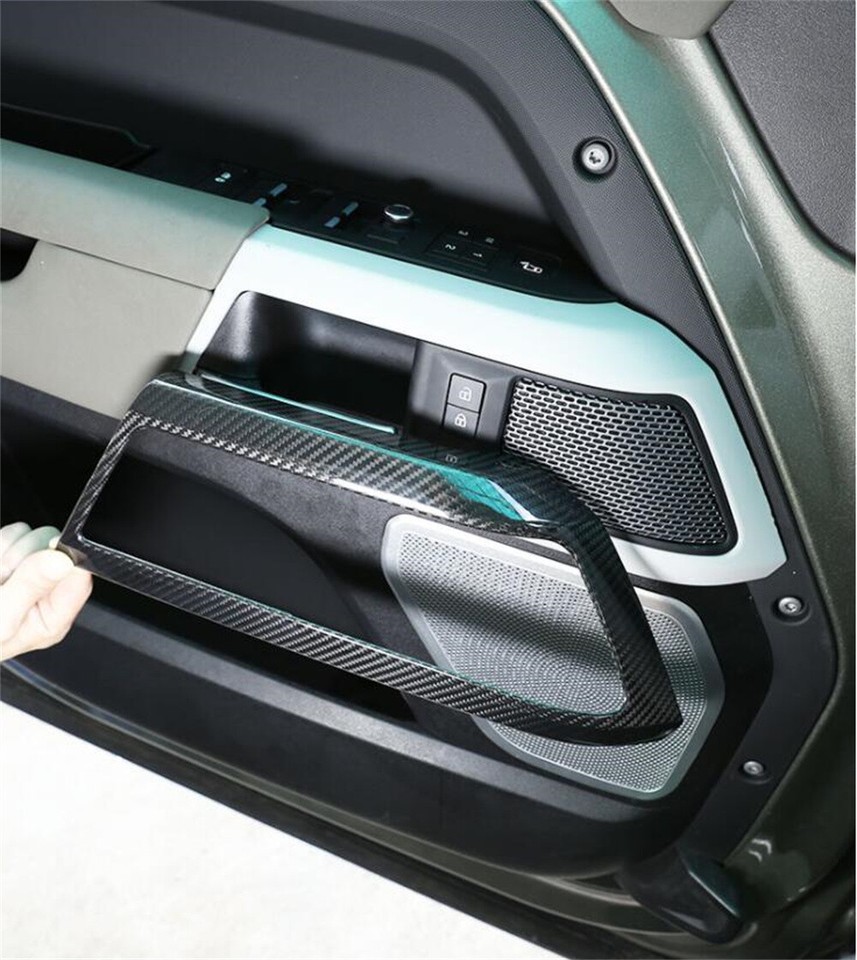 4×Real Carbon Fiber Interior Door Handle Cover For Land Rover Defender ...