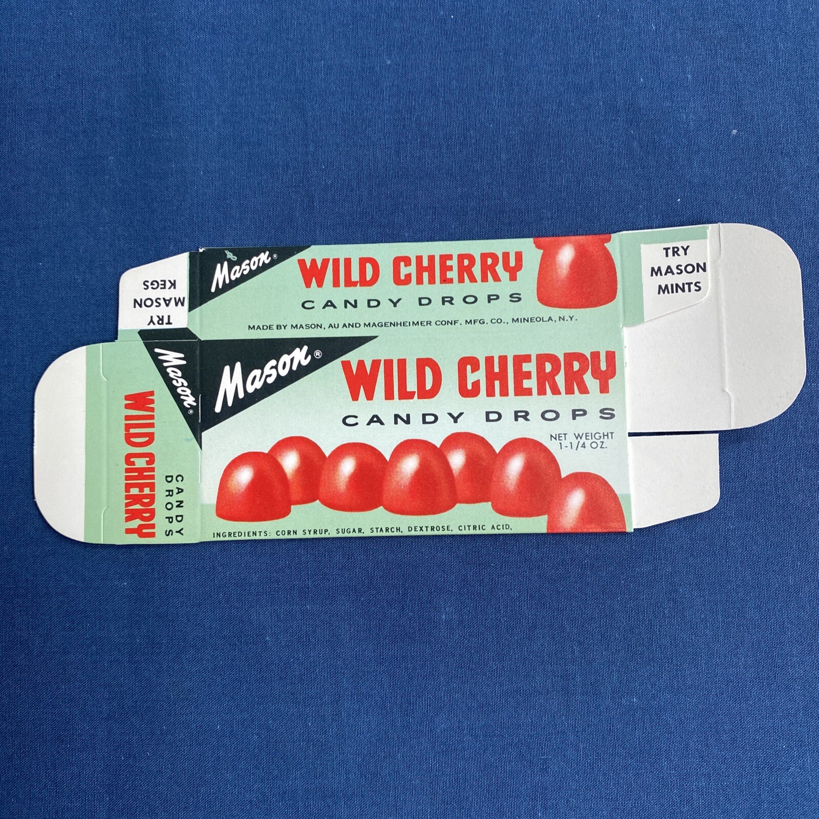 Vintage MASON WILD CHERRY DROPS Advertising Candy Box Mineola NY New ...