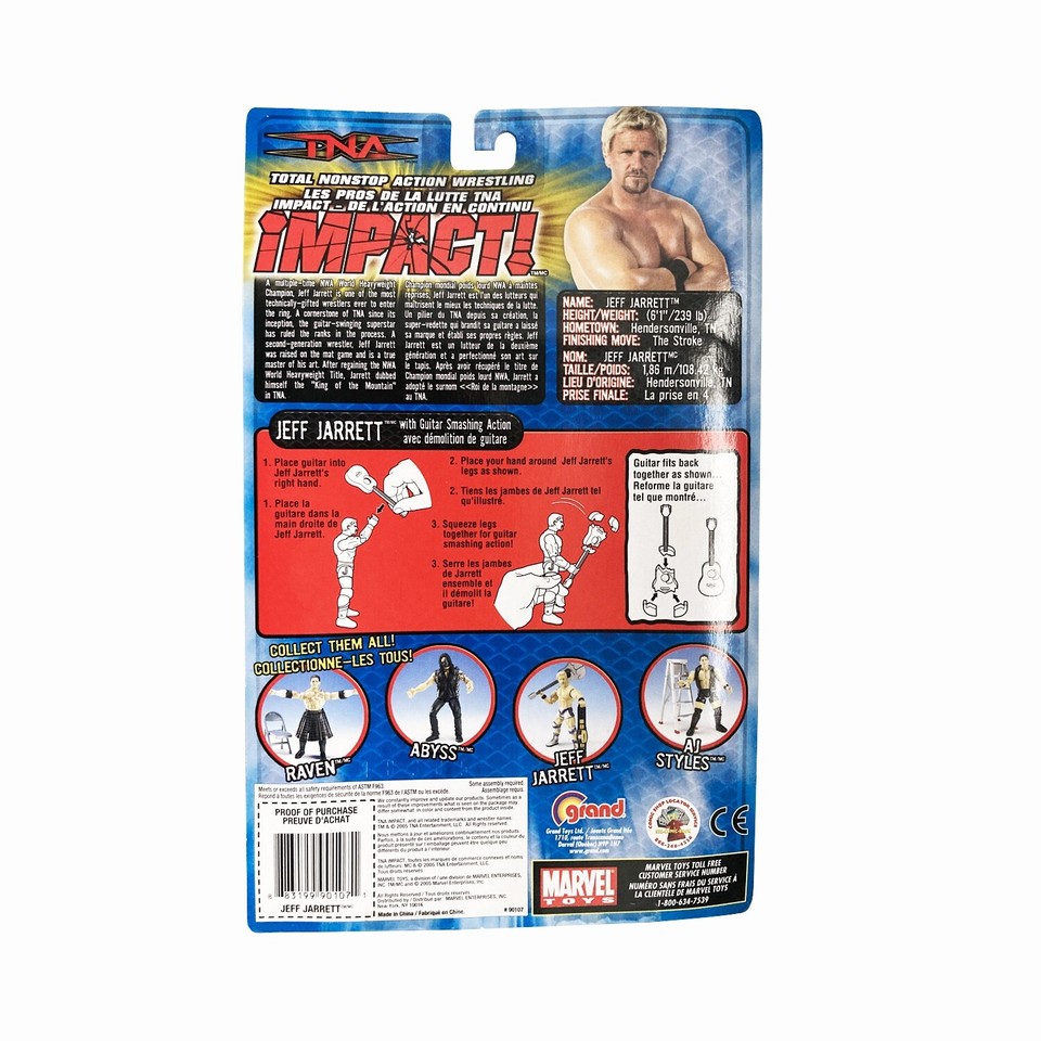 TNA Wrestling Jeff Jarrett Figure, Canadian Package, Grand Toys, Marvel ...