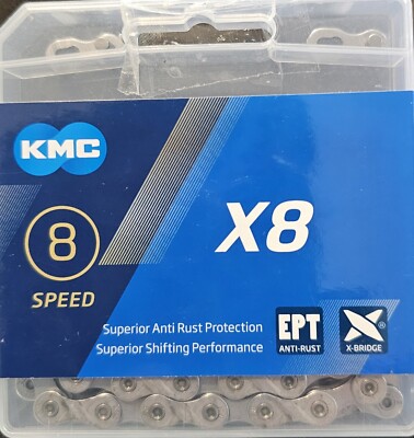 KMC X8 8-Speed 116L Bicycle Chain - Silver | eBay