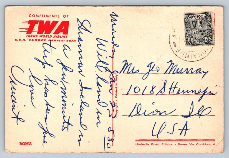 Vintage TWA Lockheed Constellation Airplane Over Rome Postcard 6x4 | eBay