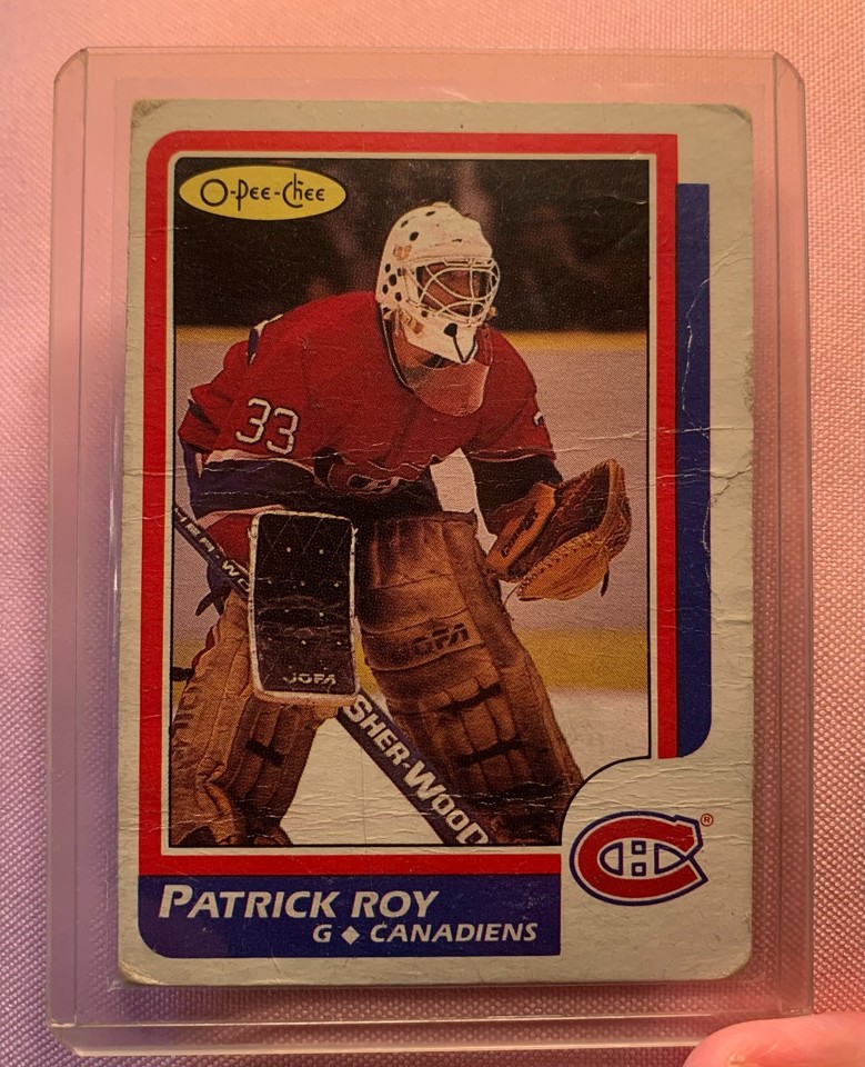 NHL Patrick Roy 1986-87 O Pee Chee Rookie Card Hockey Canadiens HEAVILY ...