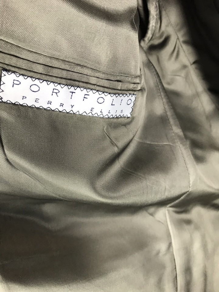 Perry Ellis MENS Portfolio Sport Coat Wool Plaid Glen Check Brown Size ...