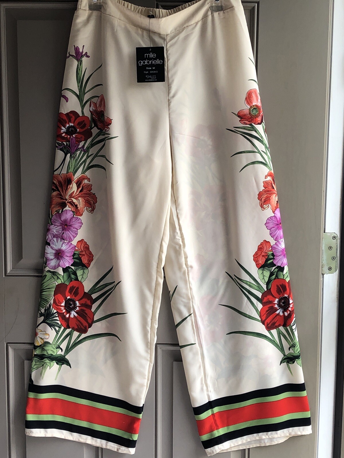 Mlle Gabrielle Pants Women’s Medium Yellow Floral New Pants | eBay