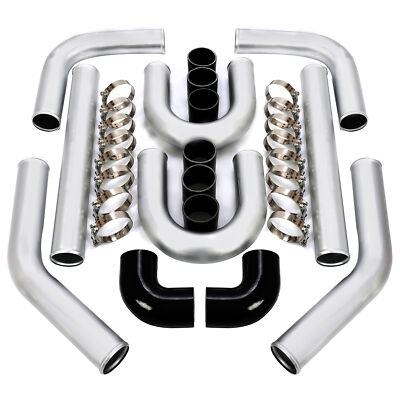 8PC 3" inch Aluminum Turbo Intercooler U Pipe Silicone Hose T-Clamp Kit ...