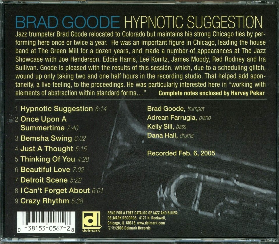 CD: Brad Goode - Hypnotic Suggestion. 2006. Trumpet jazz. 38153056728 ...