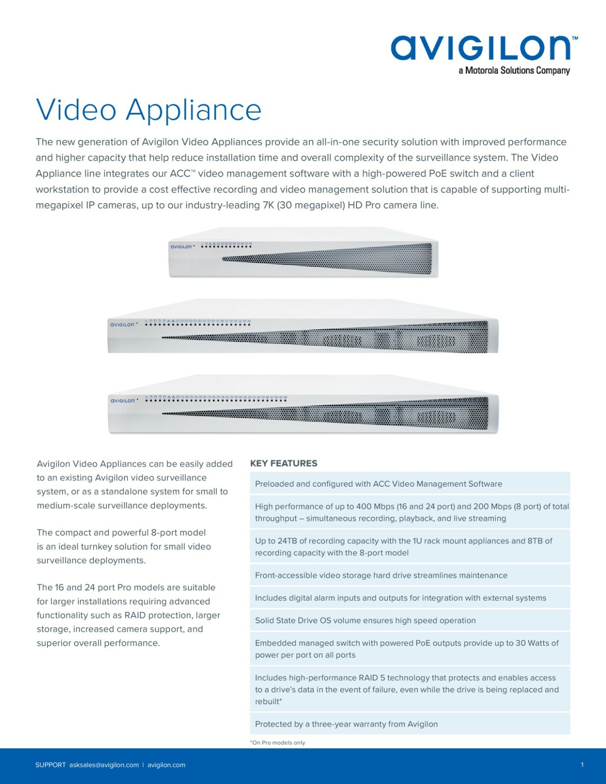Avigilon VMA-AS3-24P Video Appliance Pro - 24 Port HDVA Gen3 NAS DVR ...