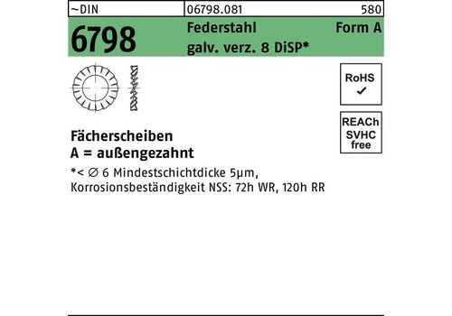 Fächerscheibe DIN 6798 Form A außengezahnt A 5,3 Federstahl galvanisch ...