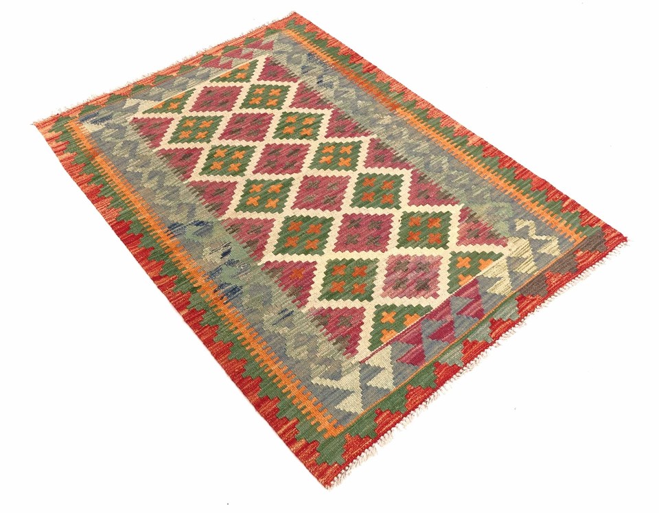 Afghan Maimana Kilim Carpet 100x150 Hand Woven Colourful Geometric ...