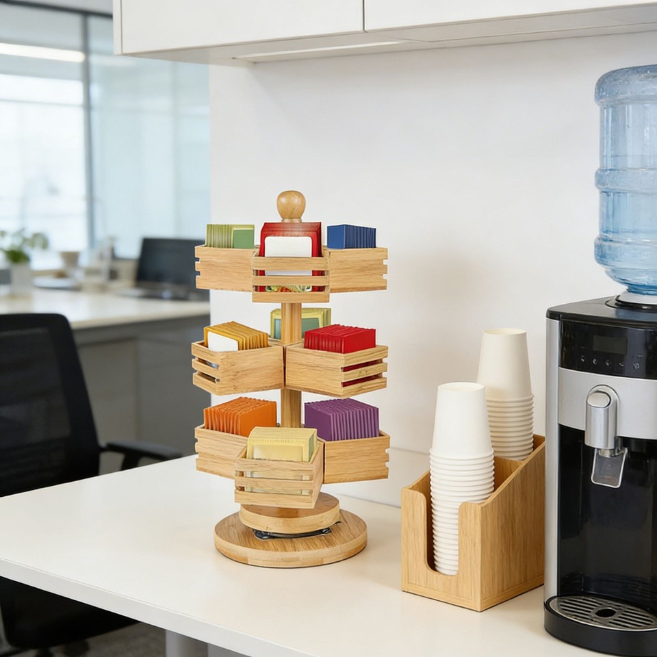 Tea Bag Organizer 3-Tier 9-Compartment Tea Storage Chest Teabag Station ...