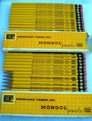 23 Eberhard Faber Mongol 482 #2 Pencils w/Gold Bands NIB New in Box 6 ...