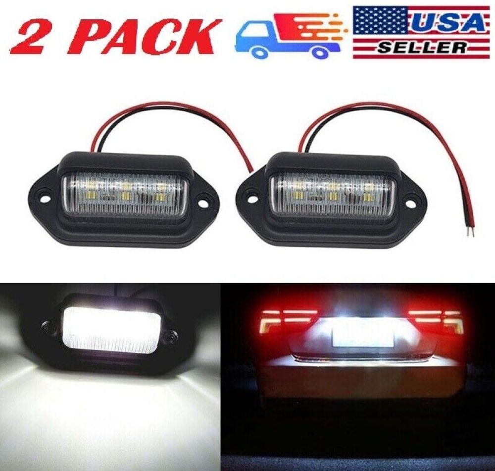 2Pcs LED License Plate Light Tag Lamps Assembly Replacement for Truck ...