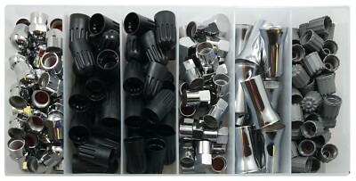 192 Piece TPMS Tire Valve Stem Cap & Sleeve Assortment Kit - Black Grey ...