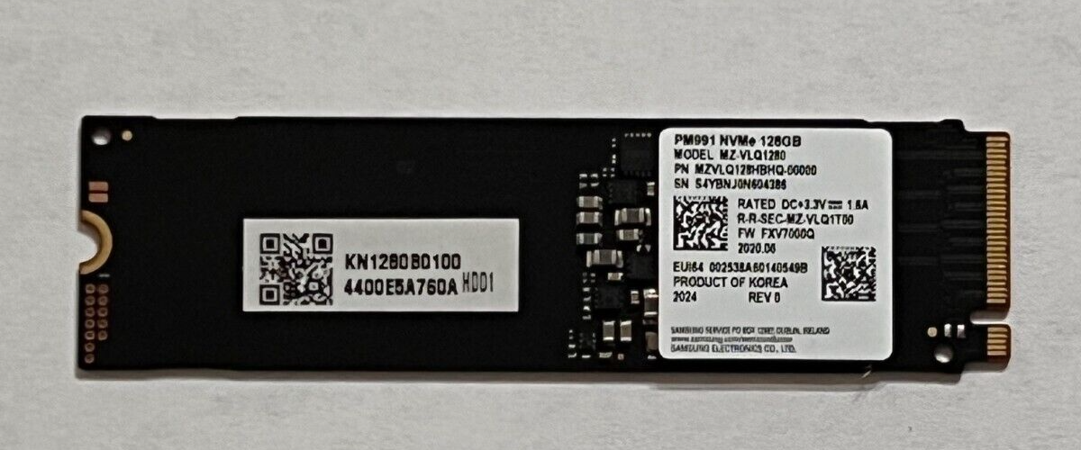 SAMSUNG 128GB SSD PM991 NVME PCIe 3.0 M.2 MZVLQ128HBHQ-00000 MZ-VLQ1280 ...