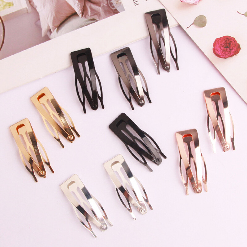 20X Double-grip Hair Side Clip Metal BB Snap Barrettes Women Girl Hair ...