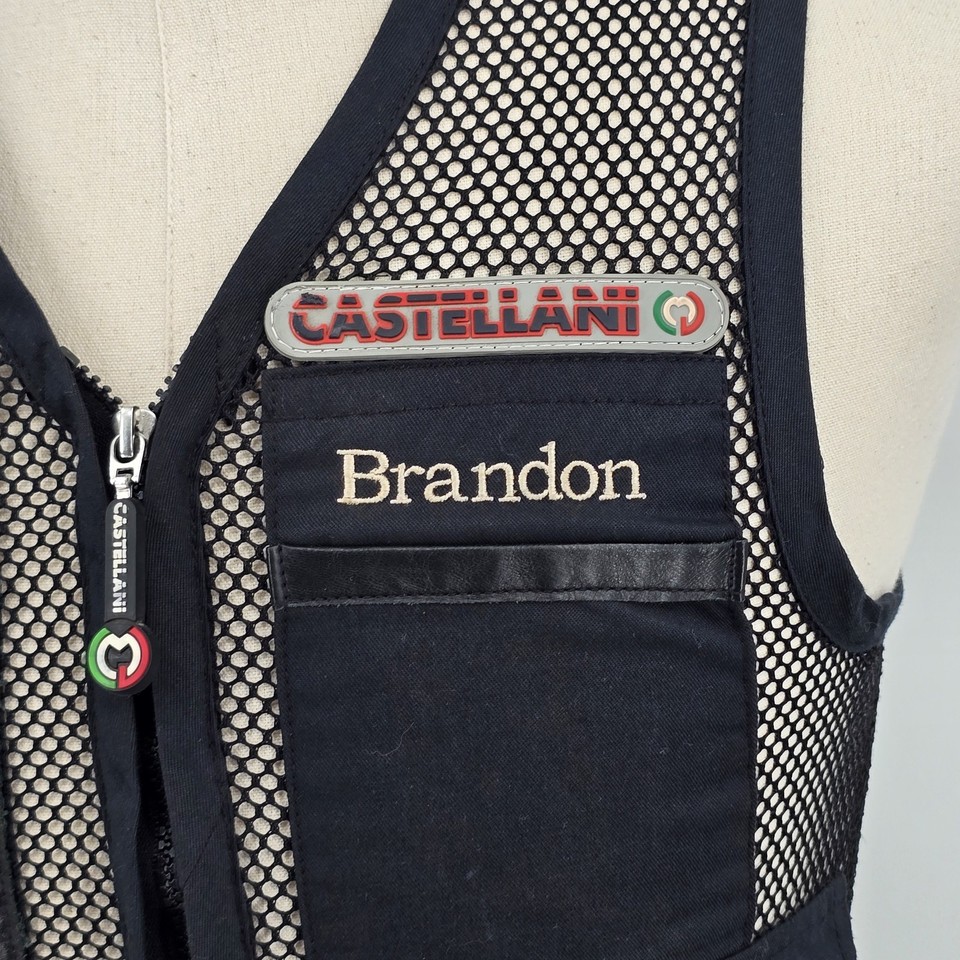 Castellani Italian Shooting Vest Black Leather and Mesh Small Brandon ...