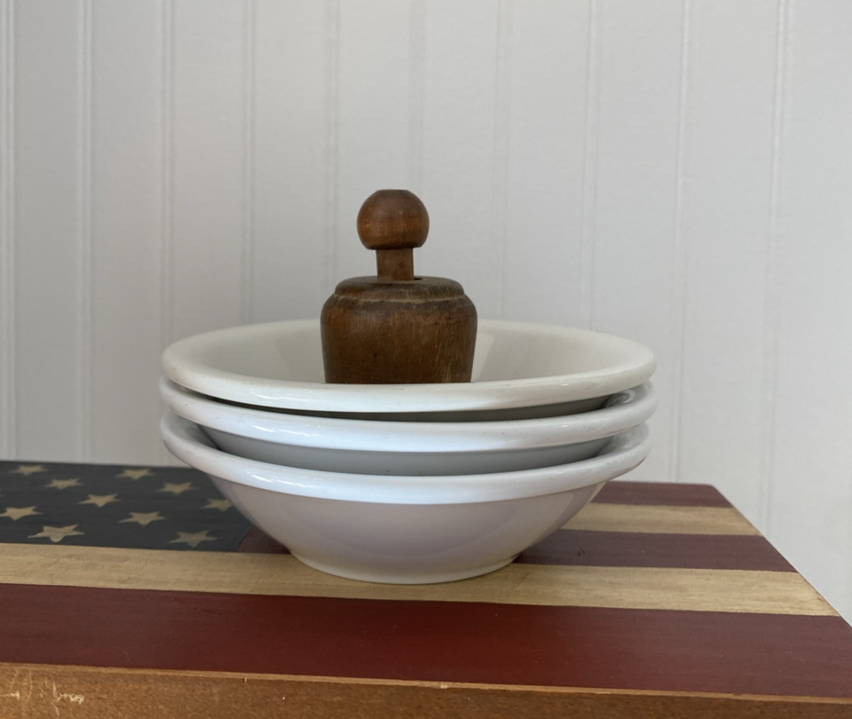 Chunky Rolled Rim Berry Bowls White- Cottage, Country, Farmhouse Decor ...