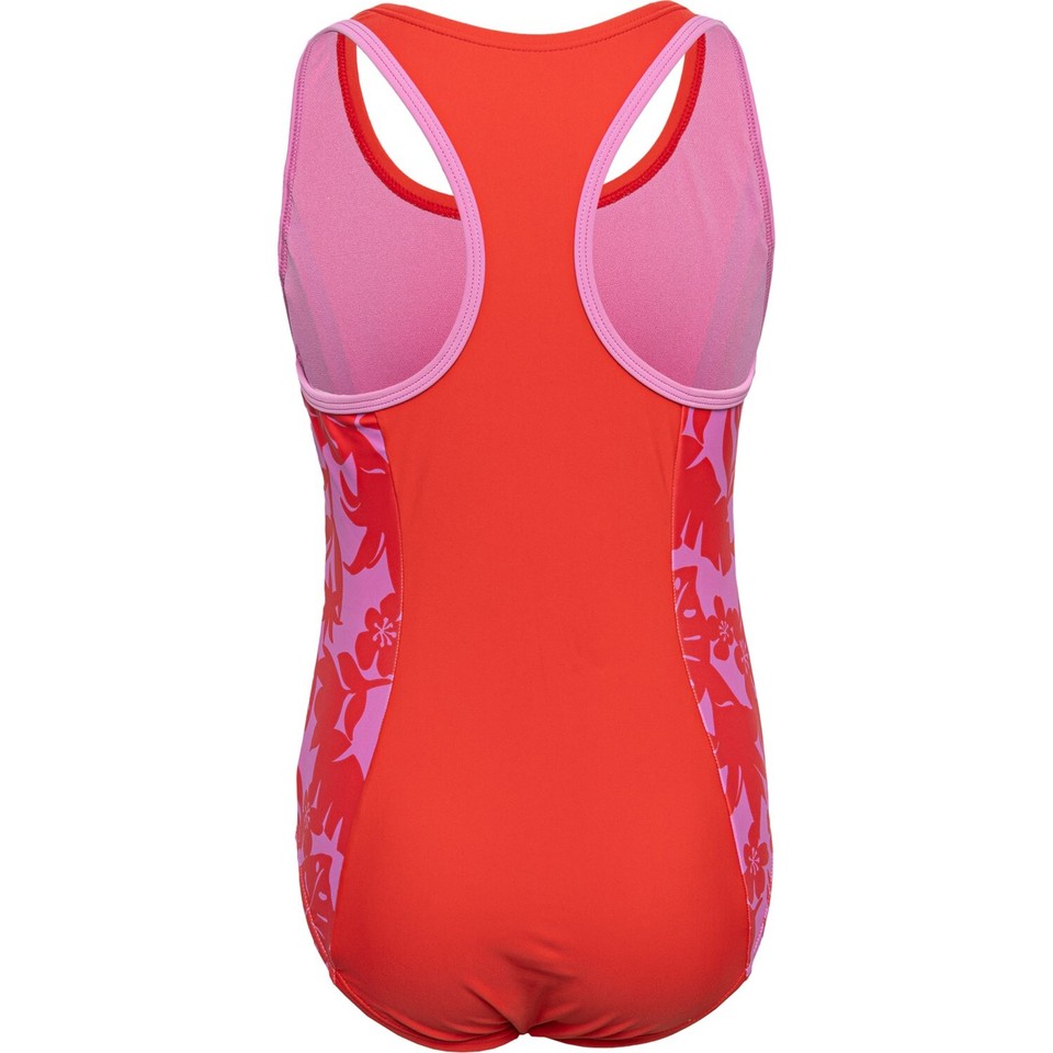 SPEEDO Girl's Size 7 Swimsuit 1 Pc Swim Red Pink Tropical Print Eco ...