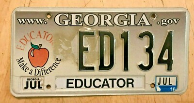 GEORGIA EDUCATOR TEACHER MAKE A DIFFERENCE AUTO LICENSE PLATE " ED 134 ...