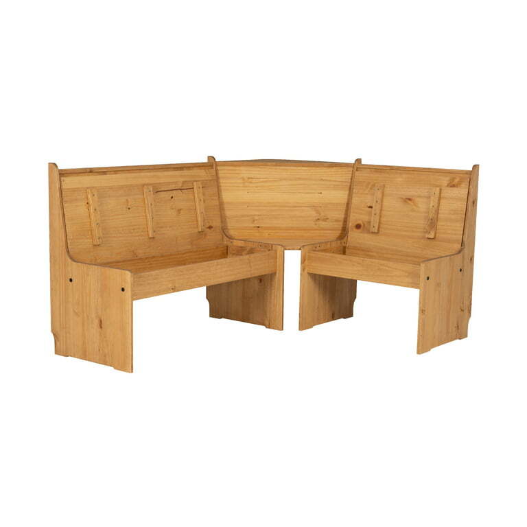 3 pc Pine Wood Breakfast Nook Kitchen Dining Set Corner Booth Bench ...