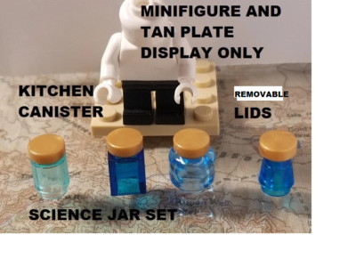 LEGO Minifigure Lab Display Blue Bottles Lot of 4 with Lids Flask ...