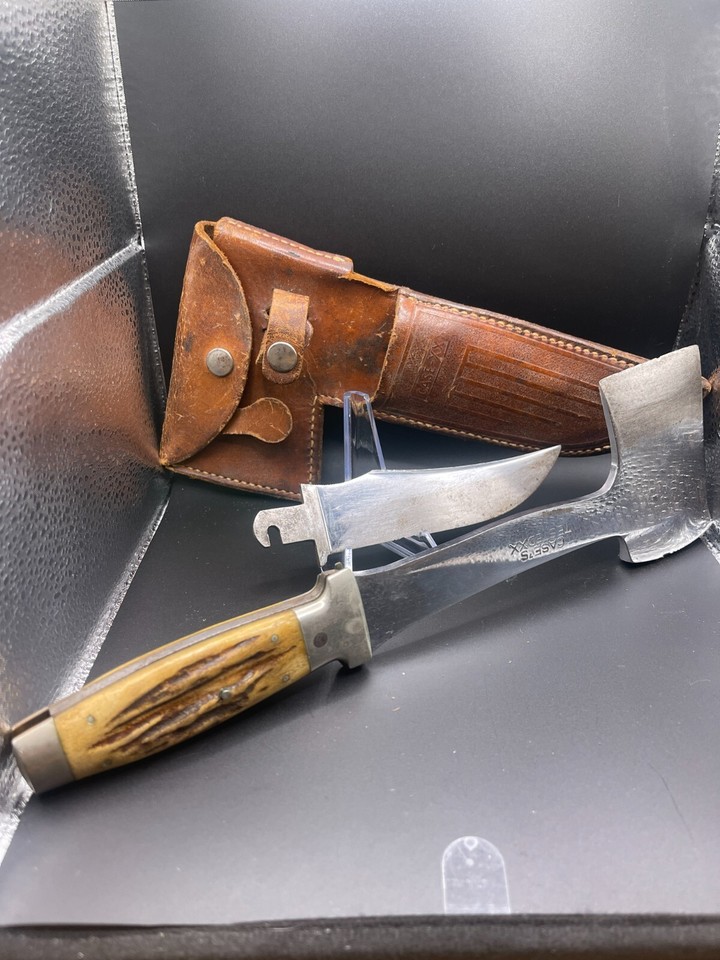 1935 Case Tested XX Interchangeable Steel Hatchet/Knife w/ Stag Handle ...